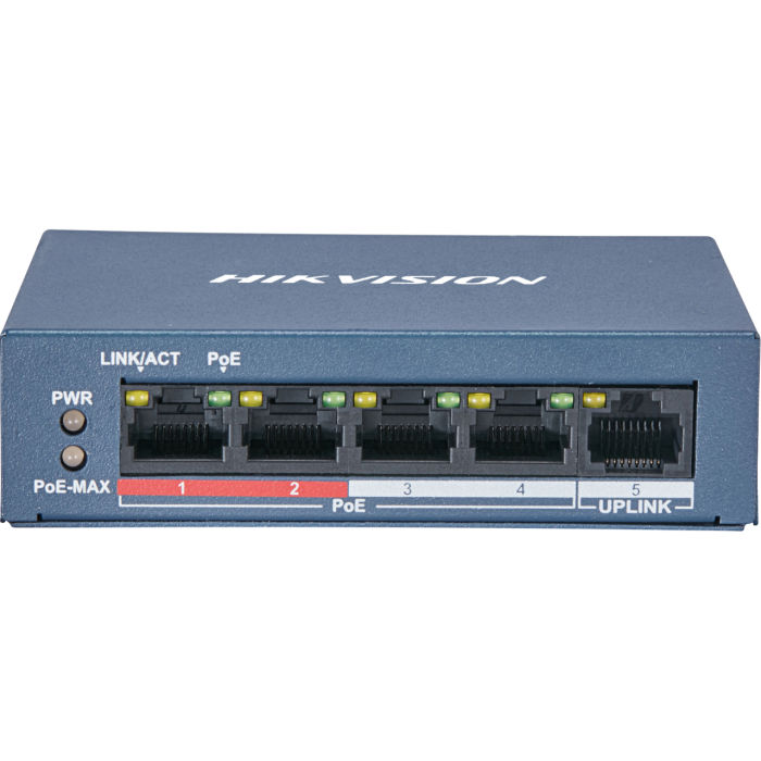 Hikvision (DS-3E0105P-E/M(B) 4 Port Fast Ethernet Unmanaged POE Switch ...